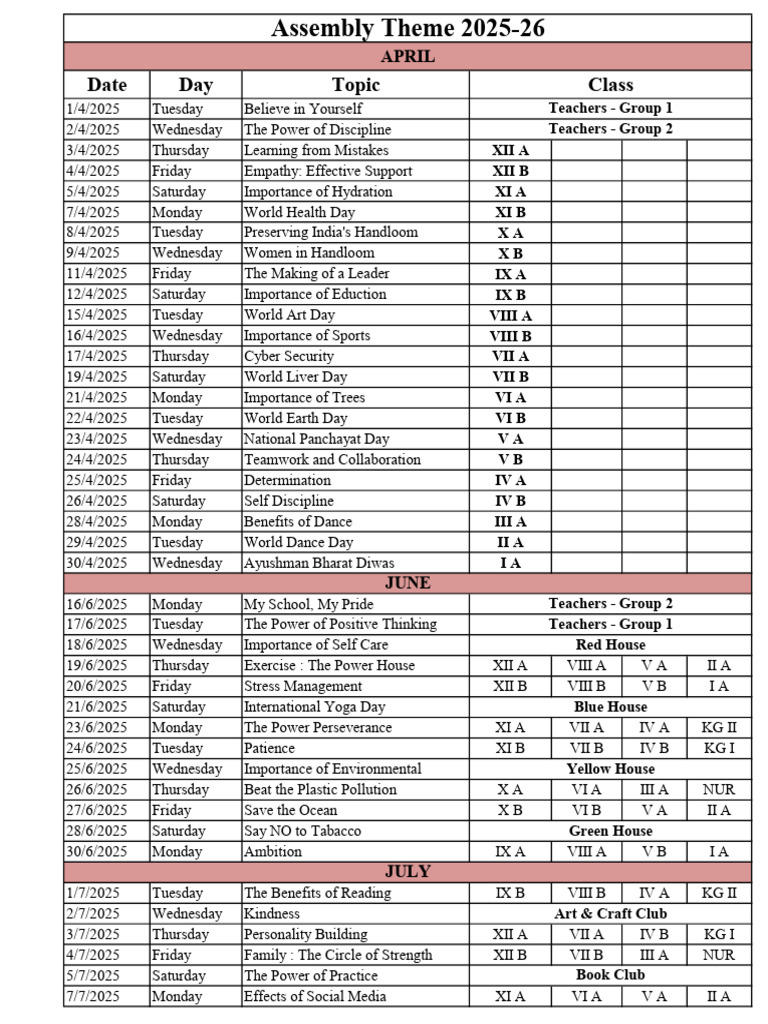 Assembly Topics 2025-26 | PDF