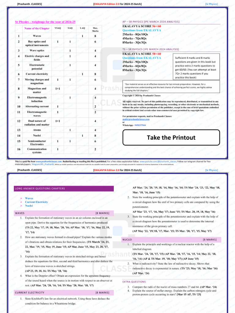 Ekalavya Full Ed 2.0 2024 25 SR Physics FTD Ubvqan | PDF | Capacitor | Waves