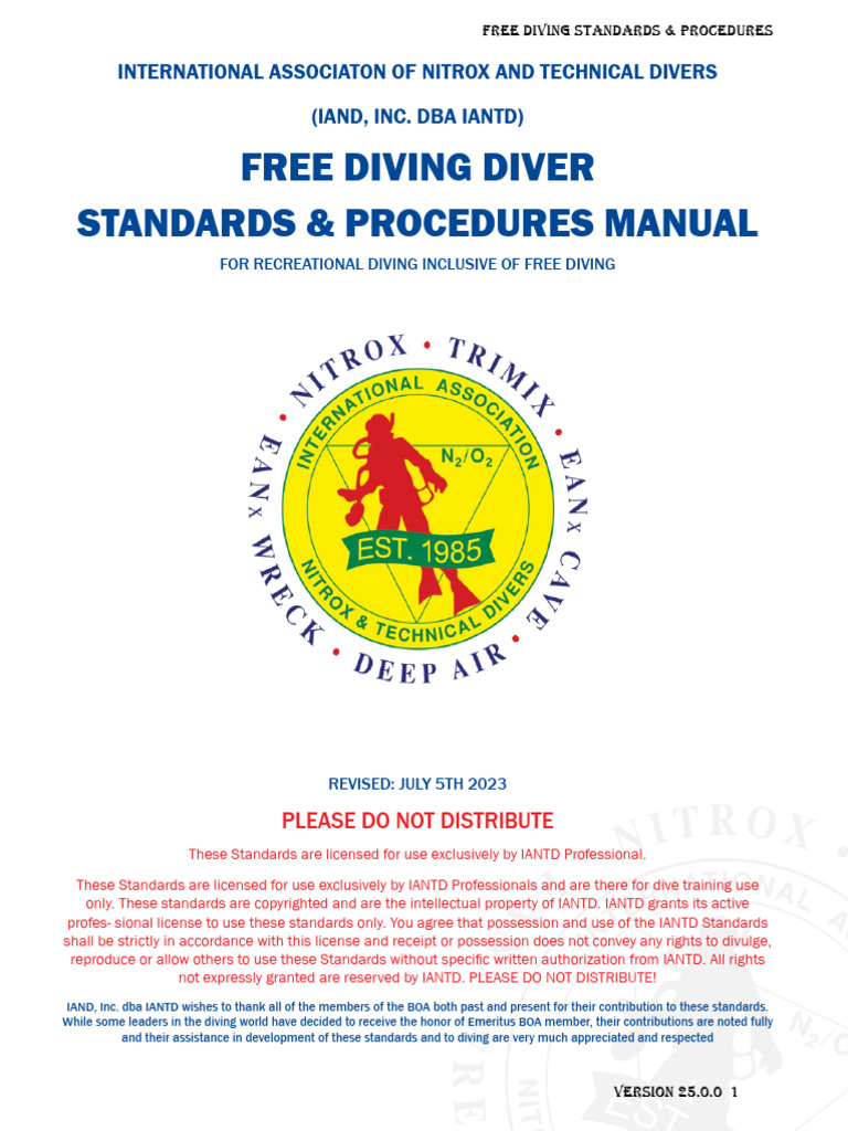 IANTD Free Diving Standards Version 25.0.0 EN | PDF | Scuba Diving ...