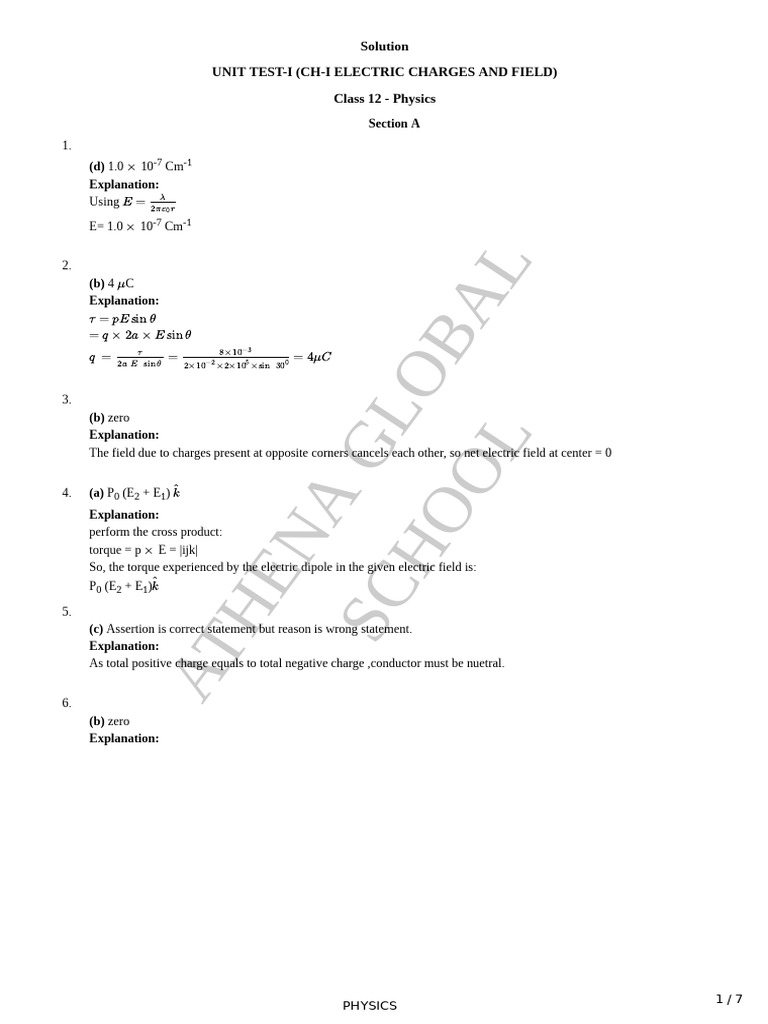 Solution Unit Test-I ch-1 (25-26) | PDF | Physical Phenomena ...