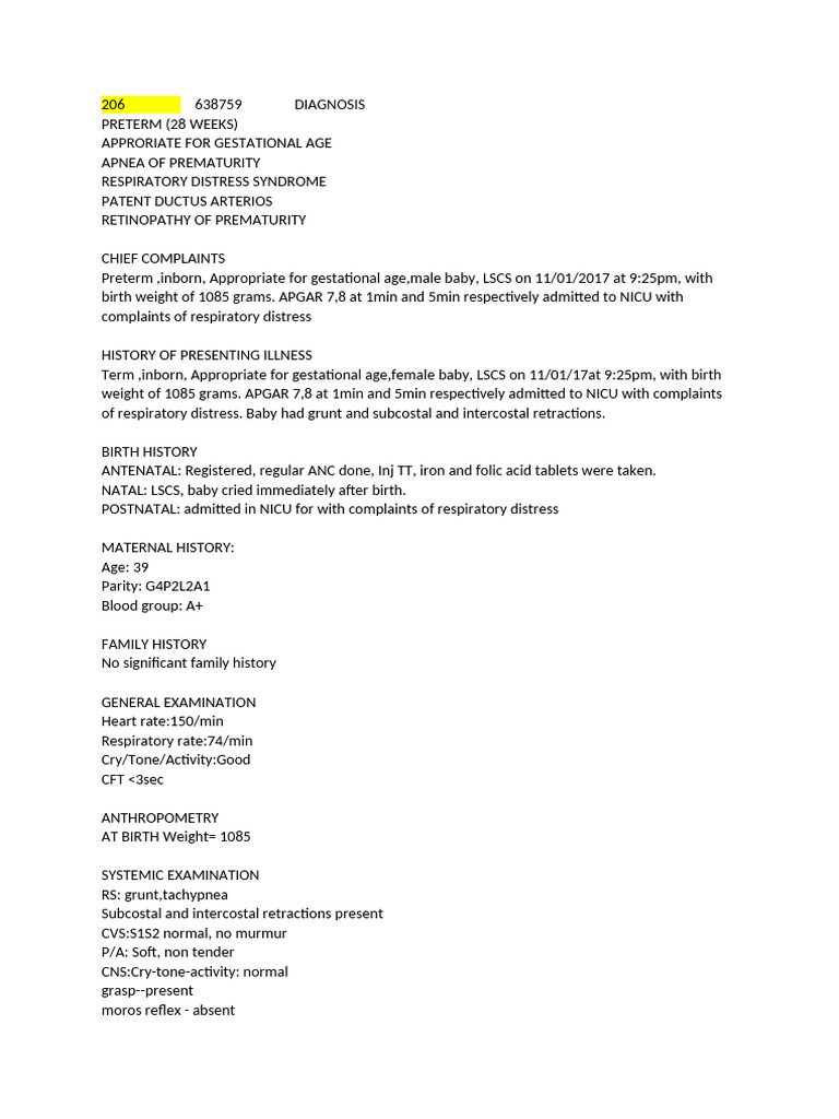 HCA TASK | PDF | Preterm Birth | Blood