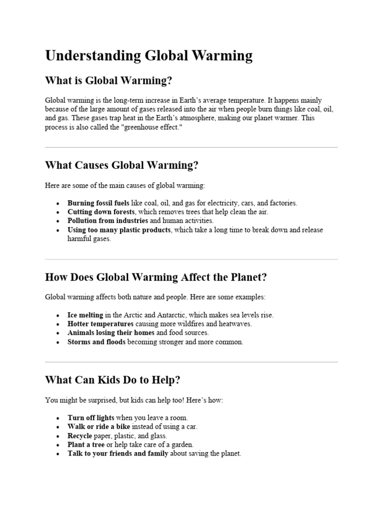 Causes and Effects of Global Warming | PDF
