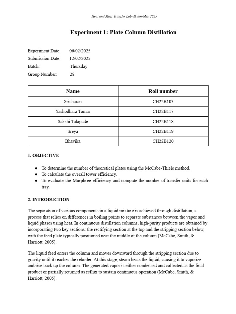 Plate Distillation GRP 28 | PDF | Distillation | Process Engineering