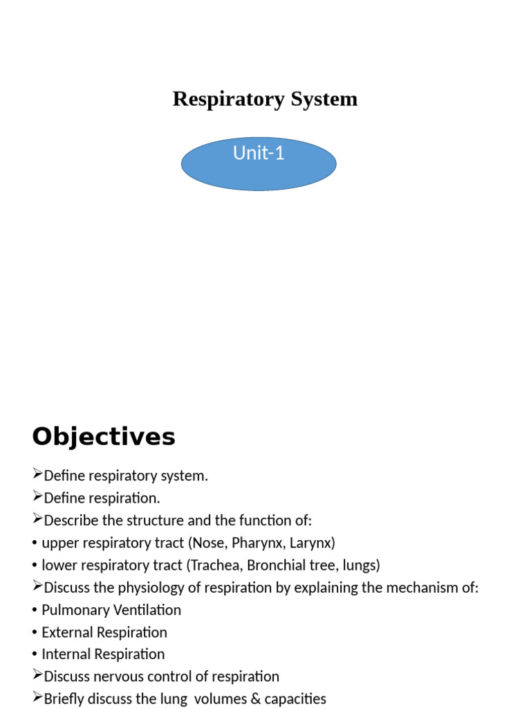Respiratory System Unit-I | PDF | Lung | Respiratory System