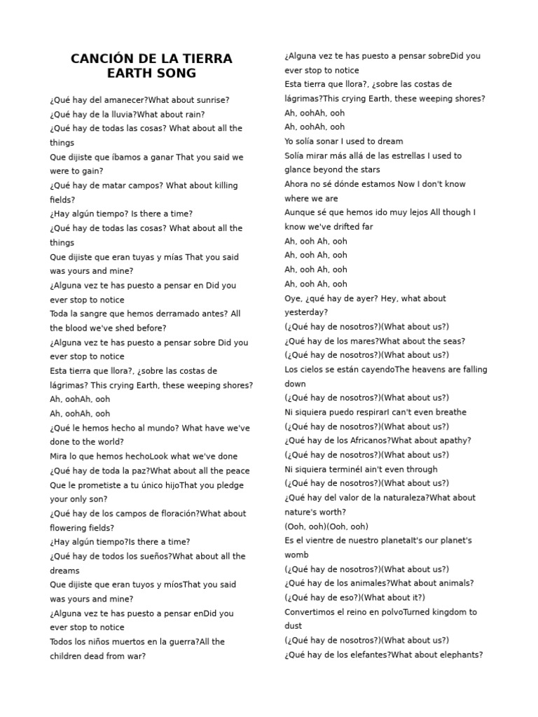 Canción de La Tierra | PDF | Grabación de sonido