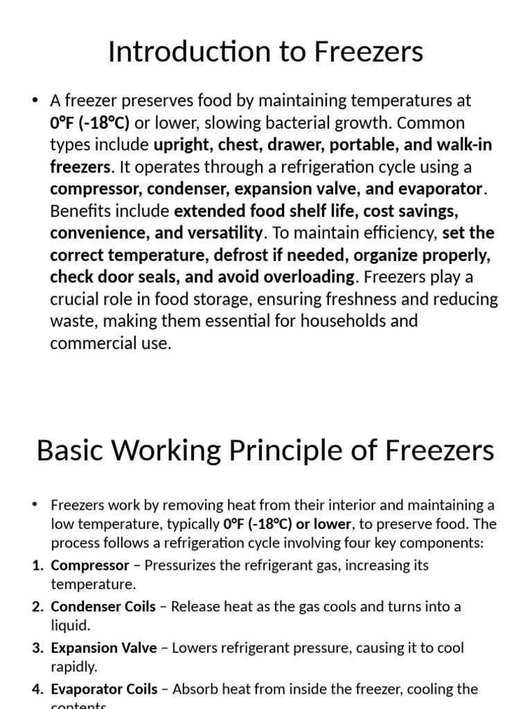 Freezer Types Presentation | PDF | Refrigerator | Cold
