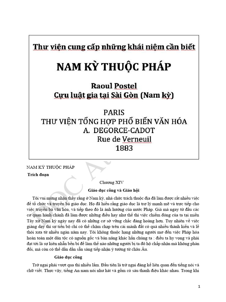 Bài dịch Giáo dục công và Giáo hội 1883 R.Postel | PDF
