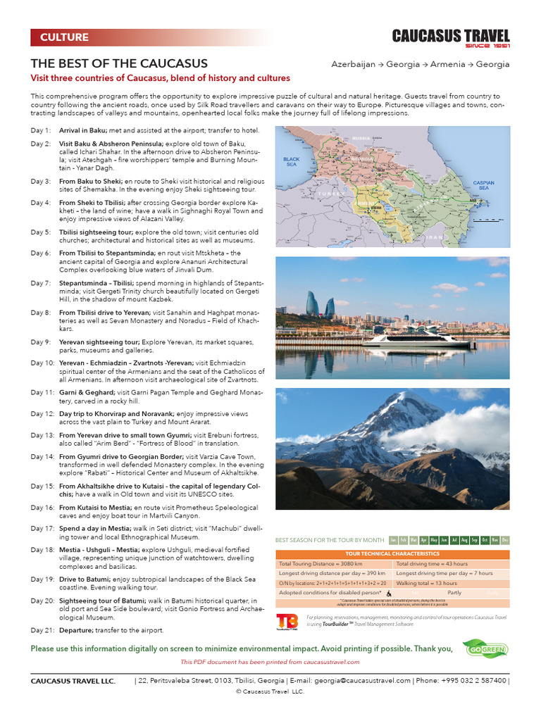 Caucasus Travel Itinerary Overview | PDF | Georgia (Country) | Travel Visa