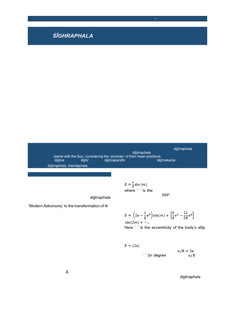 Śīghraphala) of The Planets in Classical | PDF | Minute And Second Of Arc | Solar System