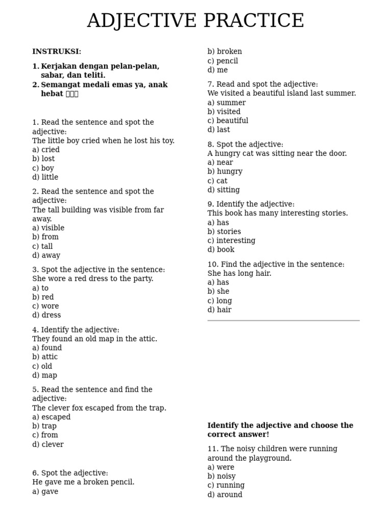 Latihan English Adjectives | PDF