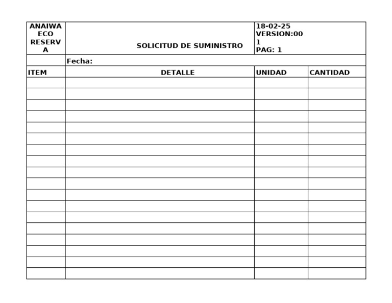 Solicitud de Suministro | PDF