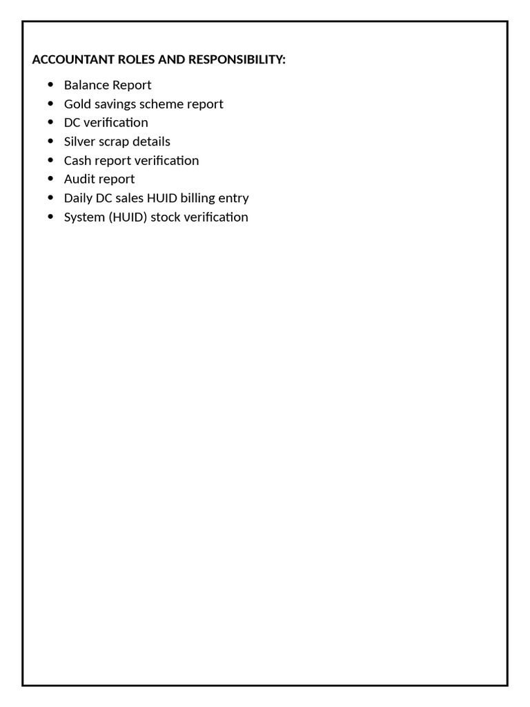 Accountant Roles and Responsibility | PDF