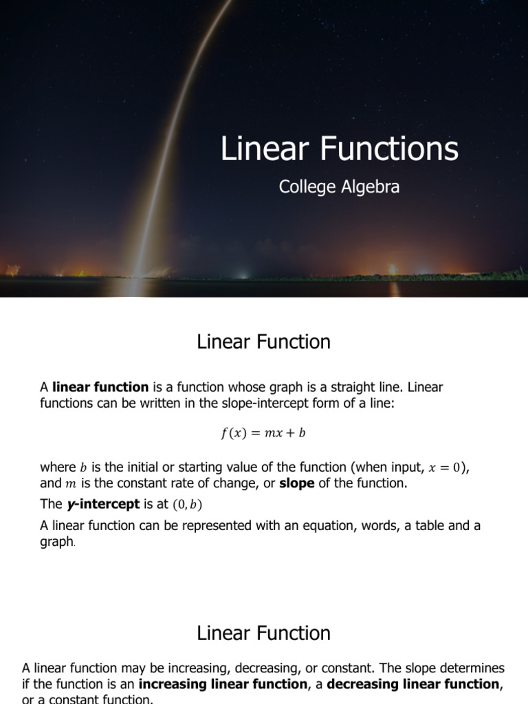 CollegeAlgebra 07 LinearFunctions | PDF | Function (Mathematics ...