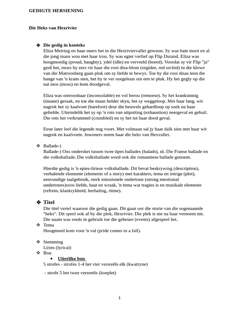 GEDIGTE HERSIENING TERM 4 | PDF