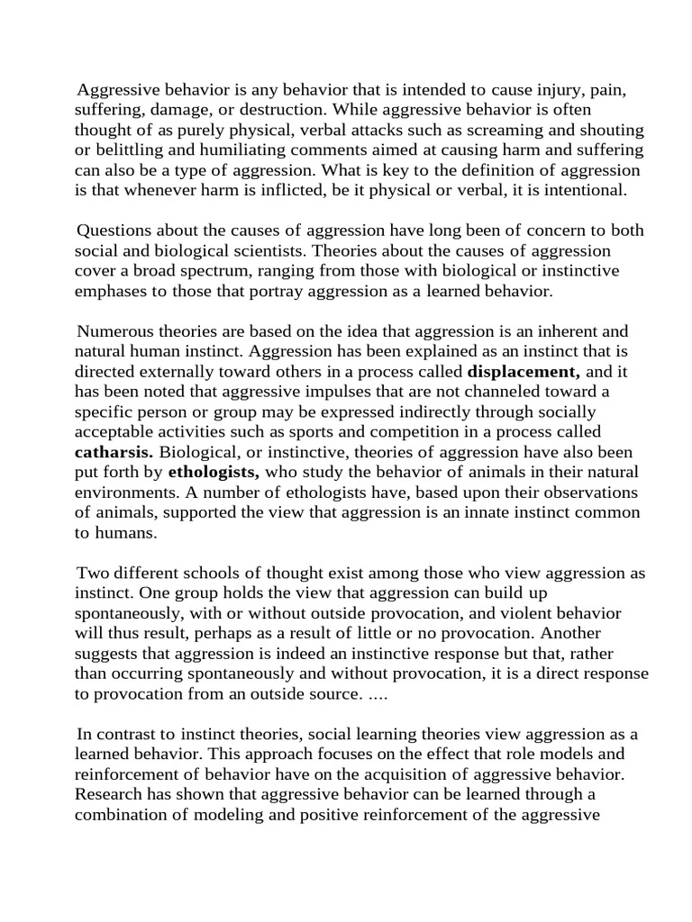 reading1 | PDF | Aggression | Violence