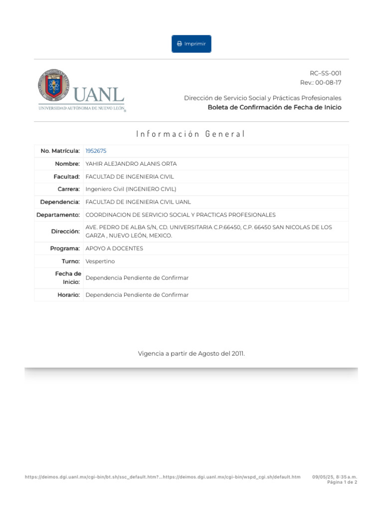 UANL Servicio Social | PDF