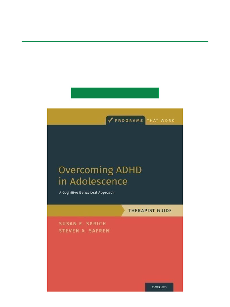 Overcoming ADHD in Adolescence A Cognitive Behavioral Approach ...