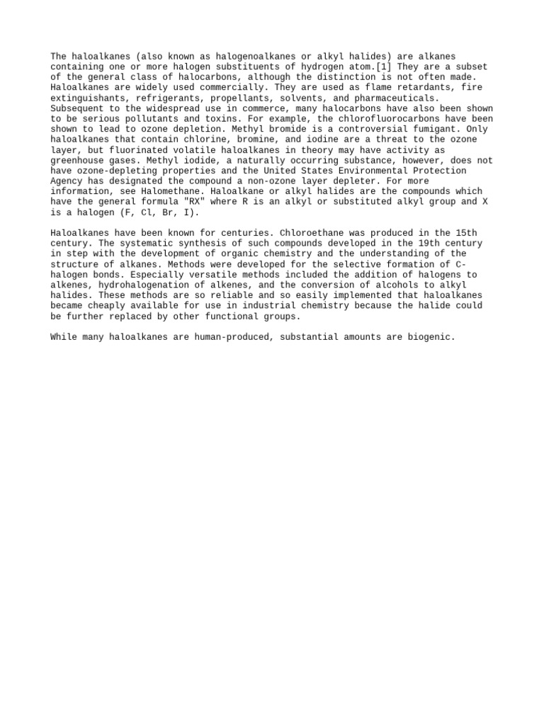 Overview of Haloalkanes and Their Uses | PDF