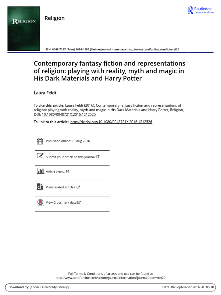 Contemporary Fantasy Fiction and Representations of Religion: Playing ...