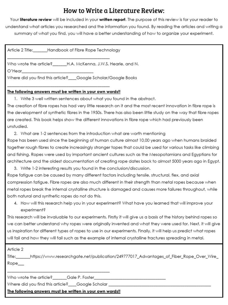 How to Write a Literature Review | PDF | Rope | Materials