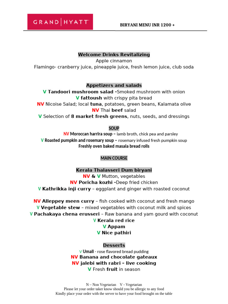 Biryani Menu 1200 | PDF