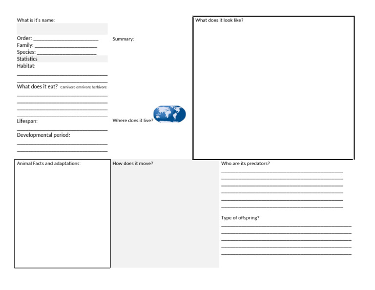 Animal Research Template - 2 | PDF
