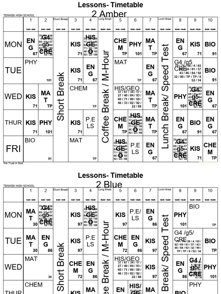 CLASS - TIMETABLE TERM 2 2025 Effective From April 29 - May 2 | PDF