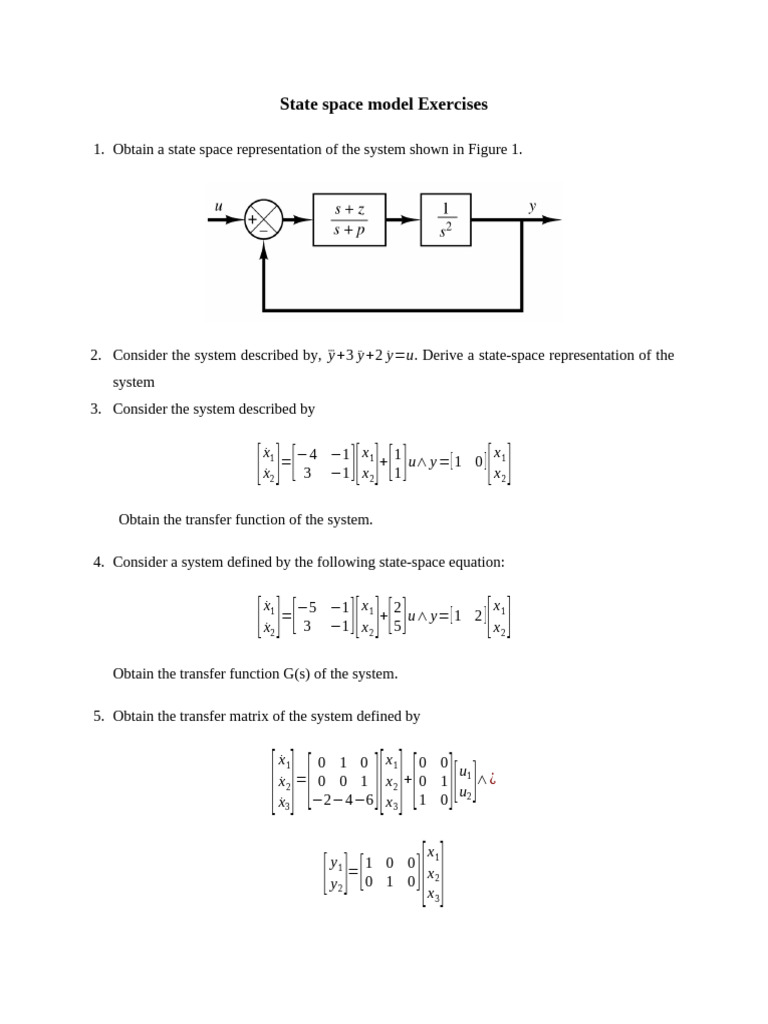 State Space Model Exercises | PDF