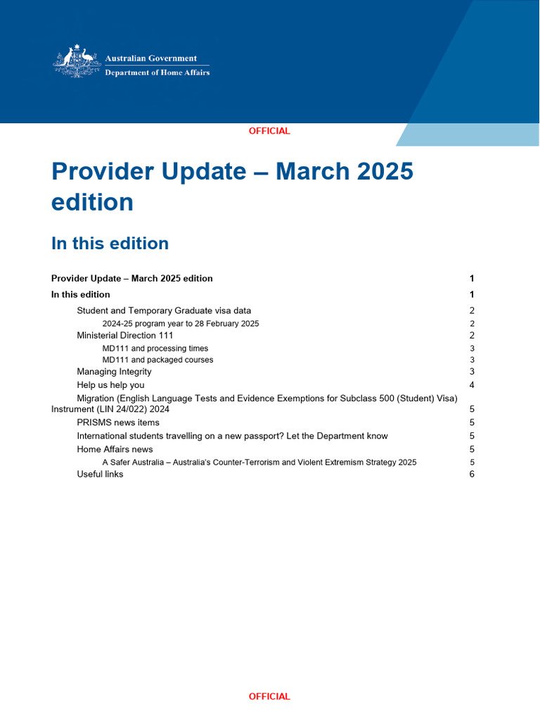 Provider Update - March 2025 2025-03-18 21 - 35 - 06 1 | PDF | Travel Visa