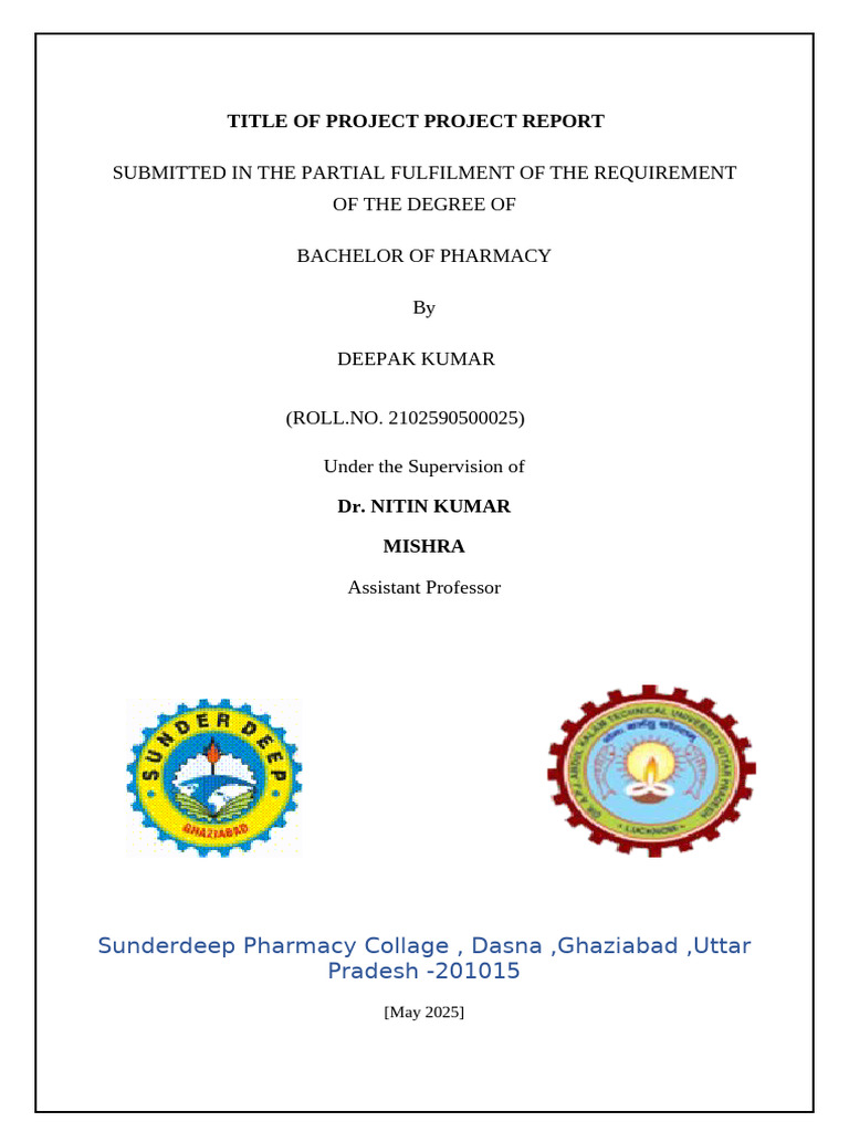 Front Pages B.Pharm 8th Sem | PDF