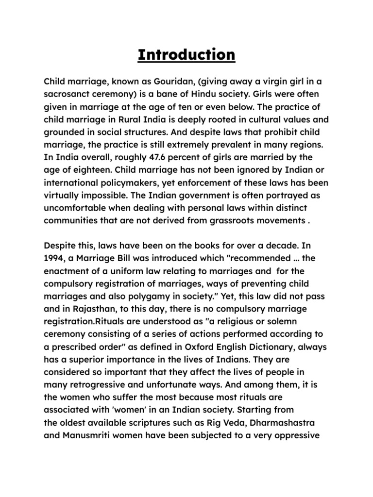 Child Marriage in Rural India: A Crisis | PDF | Marriage | Child Marriage