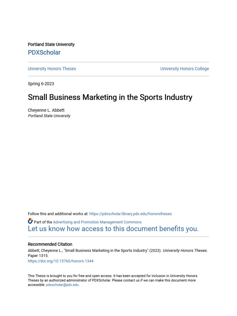 Small Business Marketing in The Sports Industry | PDF | Marketing ...