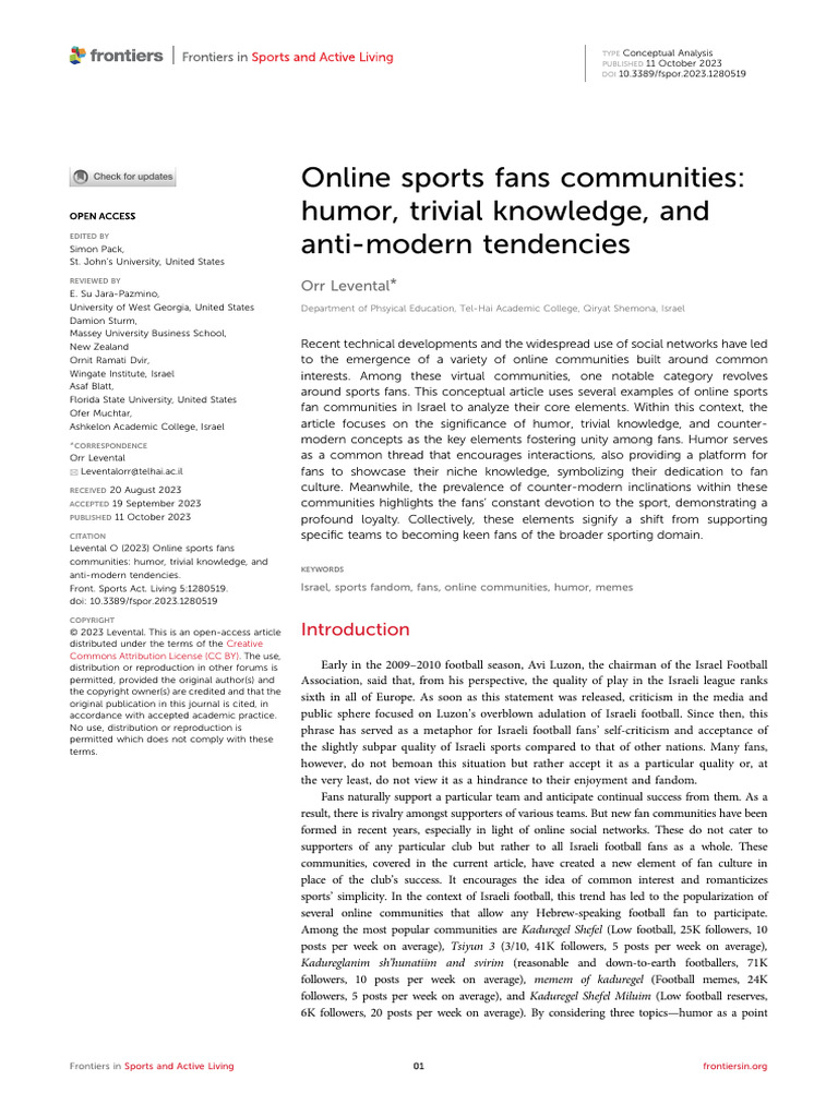 Online Sports Fans Communities - Humor, Trivial Knowledge, and Anti ...