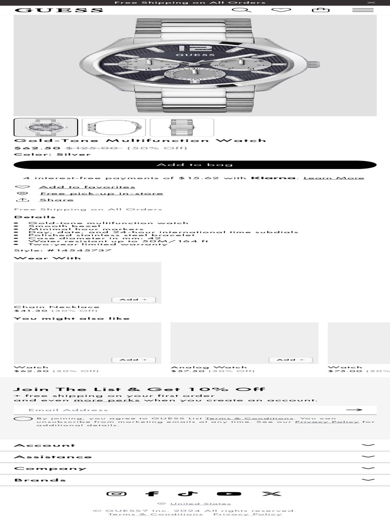 Gold-Tone Multifunction Watch GUESS | PDF