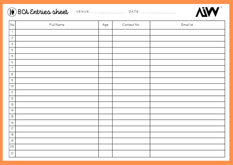 Aiw Bca Entries Sheet | PDF