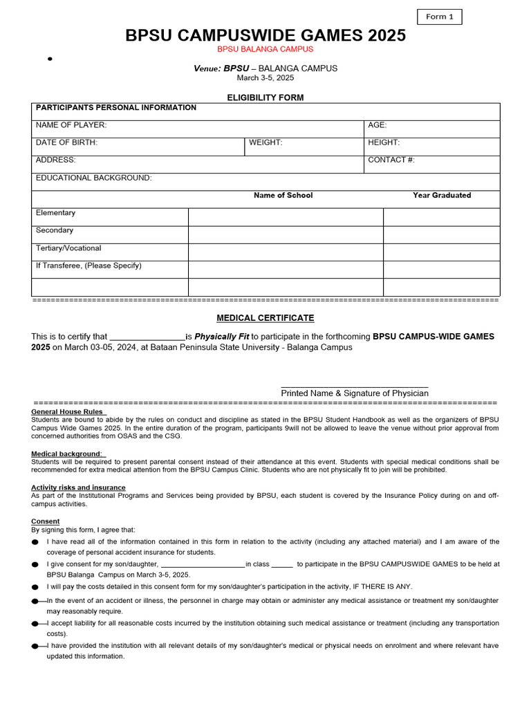 ELIGIBILITY FORM | PDF | Insurance | Consent