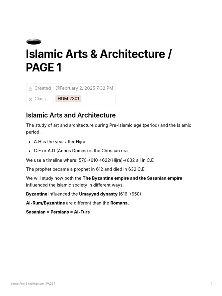 Islamic Arts Architecture PAGE 1 | PDF | Sunni Islam | Muhammad