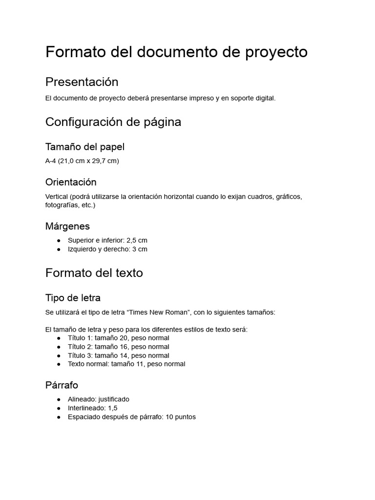 Formato Del Documento de Proyecto | PDF