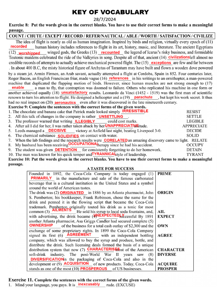 Key of Vocabulary-28.7.24 | PDF