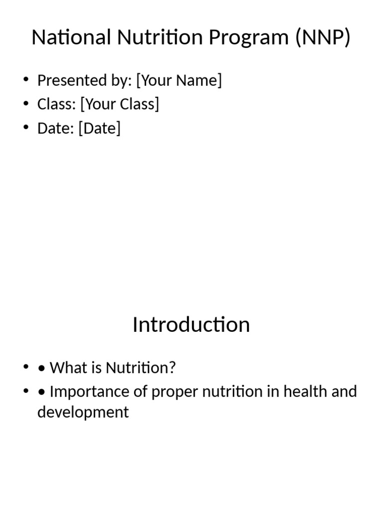 National Nutrition Program Presentation | PDF
