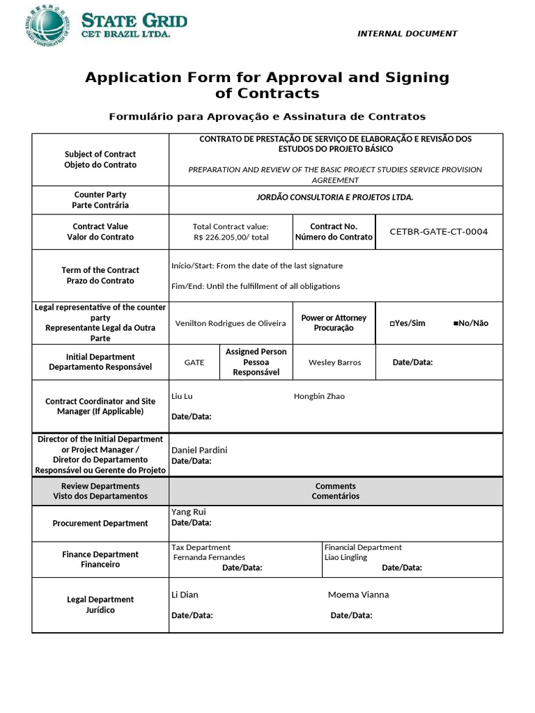 Aprovação de Contrato de Serviços CETBR | PDF