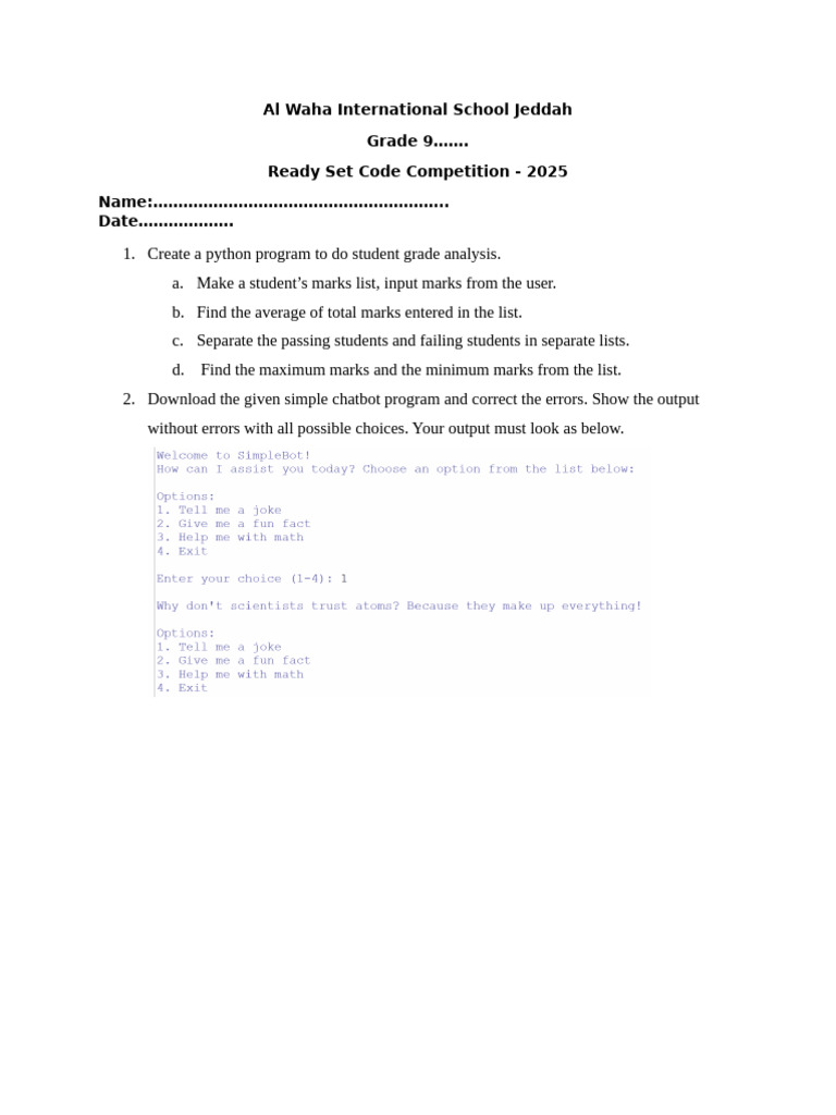 Grade 9 Python Programming Tasks | PDF