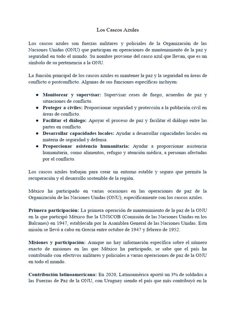 Los Cascos Azules | PDF | Naciones Unidas | Relaciones internacionales