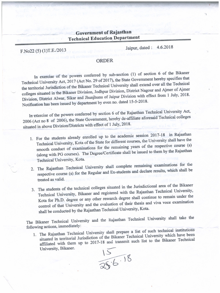 Govt Order For BTU Affiliation | PDF