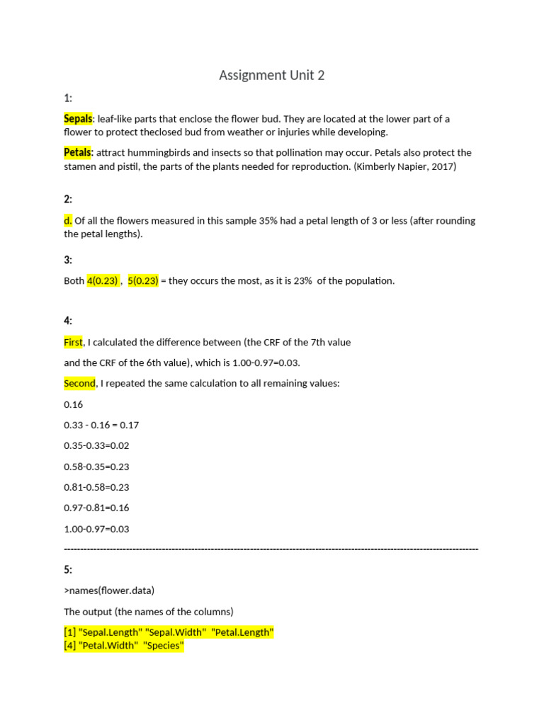 Assignment Unit 2 math | PDF | Petal | Flowers