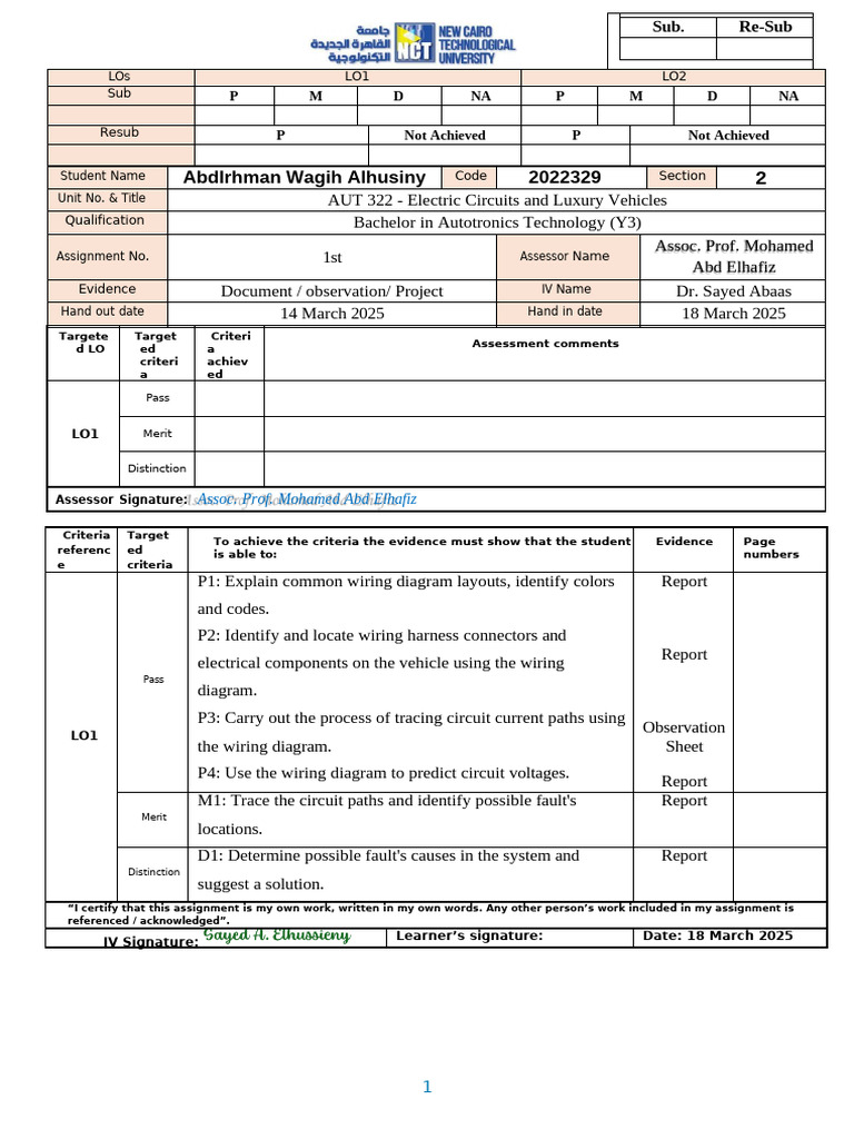 1st Assignment Electric Circuits and Luxury Vehicles After IV Revision 2025 | PDF | Electrical ...