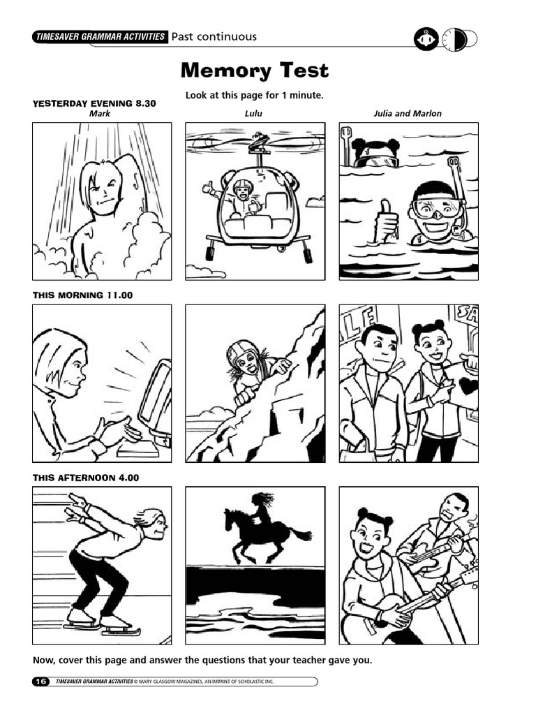 Memory Test Past Continuous | PDF