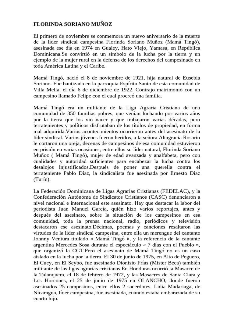 Florinda Soriano Muñoz - Mama Tingo | PDF