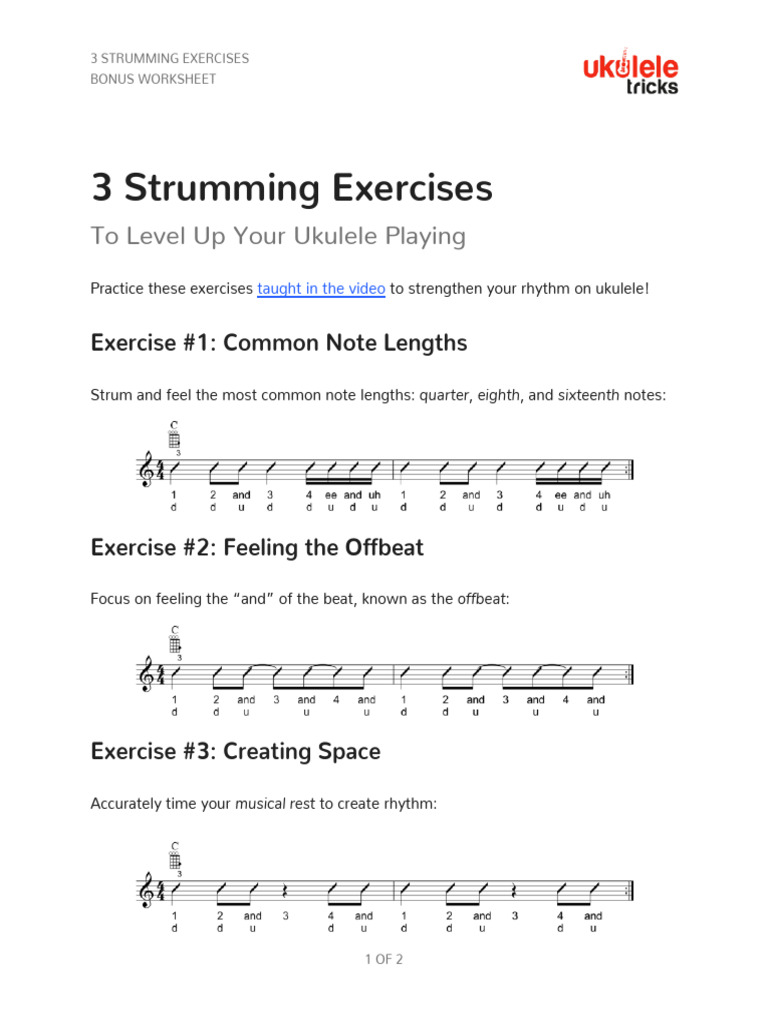 3 Strumming Exercises To Level Up Your Ukulele Playing | PDF