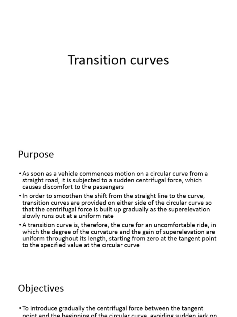 11 Curves - IV Transition Curves.pptx | PDF | Analytic Geometry | Mechanics